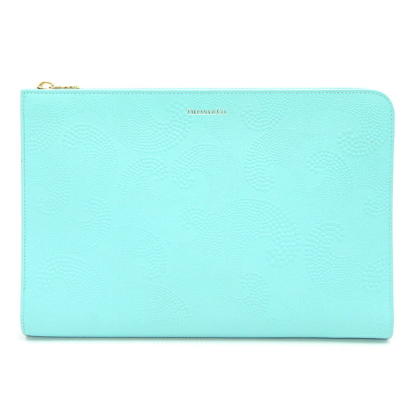 Tiffany & Co. | Bags | Tiffany Clutch Bag Blue Leather Womens Light ...